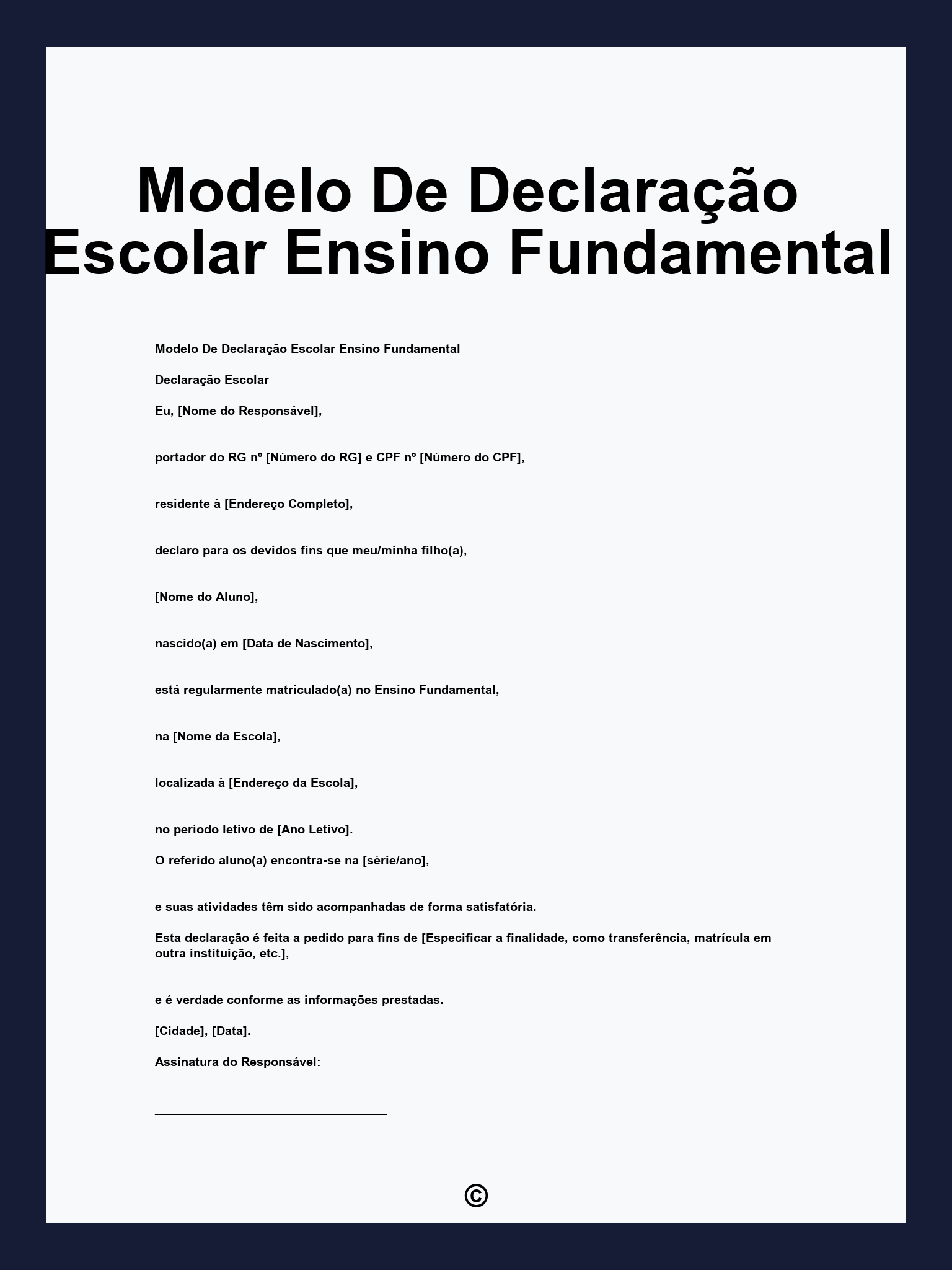 Modelo De Declaração Escolar Ensino Fundamental Modelo De Declaração Escolar Ensino Fundamental